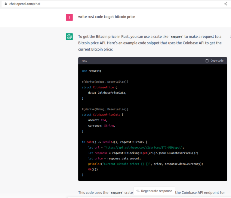 I asked ChatGPT for Rust code - does it work? - Red And Green