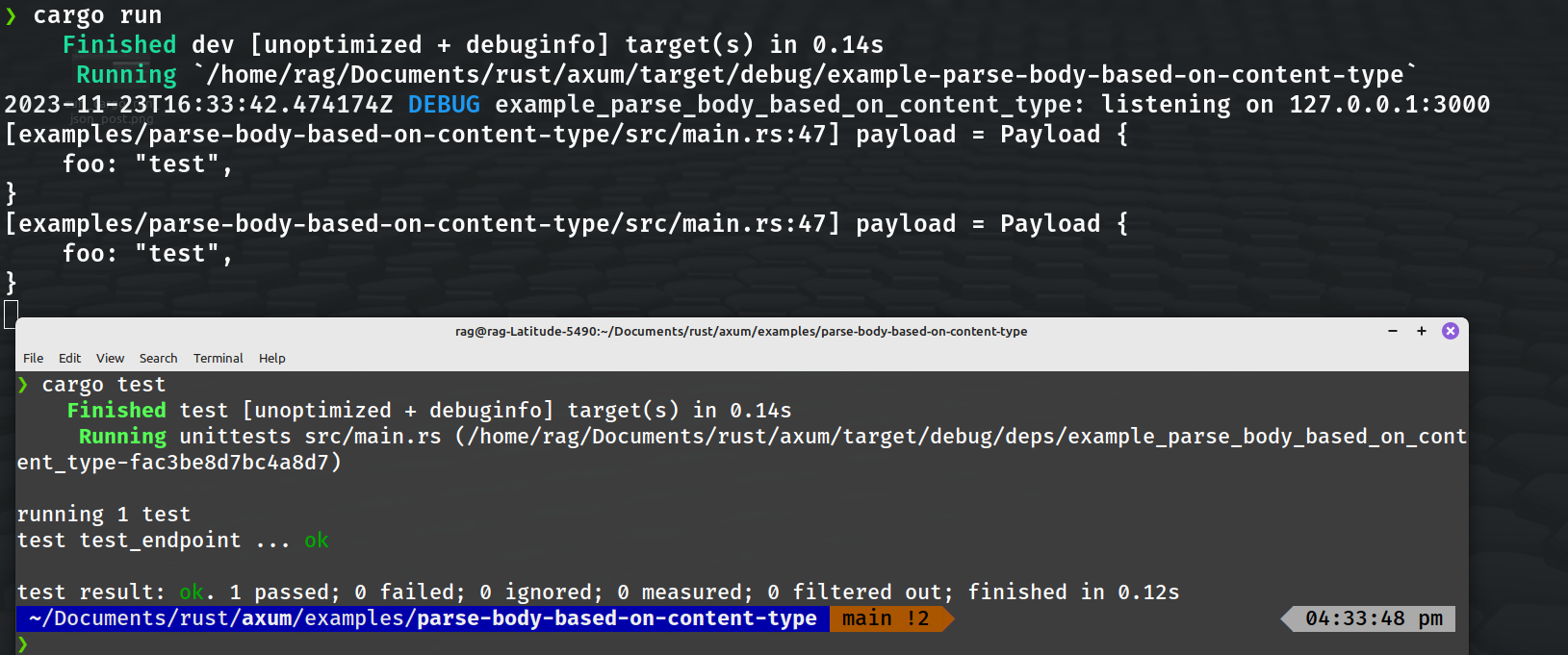 Axum - testing API endpoints - Red And Green